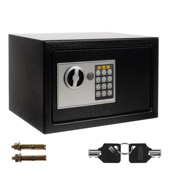 Seif metalic antiefractie cu inchidere digitala si cheie, UBX, 20 x 31 ...