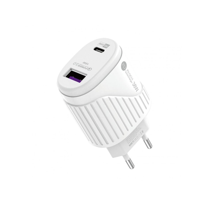 Hálózati Töltő Gyorstöltő Gyorstöltés 38w Két Portos Usb Pd Qc 3 0