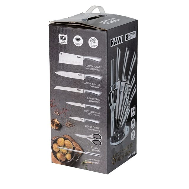 Set cutite profesionale Rawi High-Quality din inox turnat, 8 piese ...