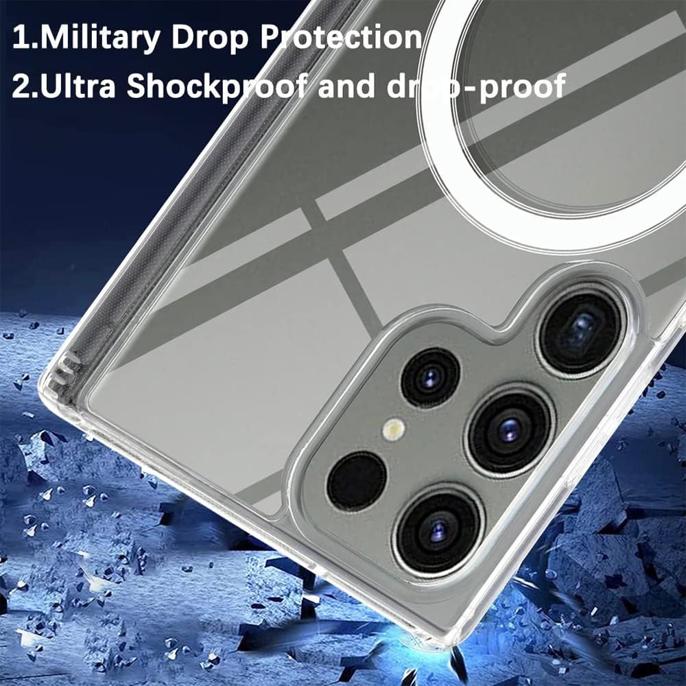 Husa tip MagSafe compatibila cu Samsung Galaxy S24 Ultra, Easy Snap-On, Protectie camere ...