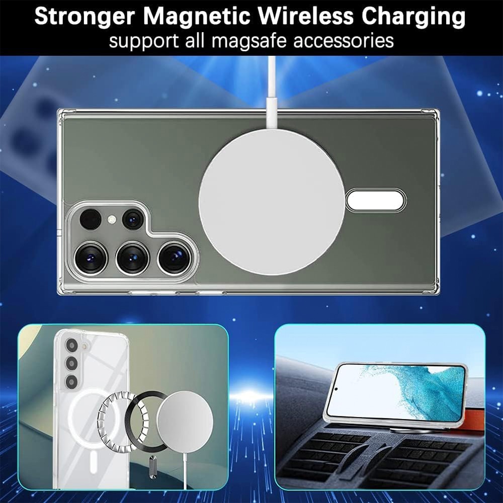 Husa tip MagSafe compatibila cu Samsung Galaxy S24 Ultra, Easy Snap-On, Protectie camere ...