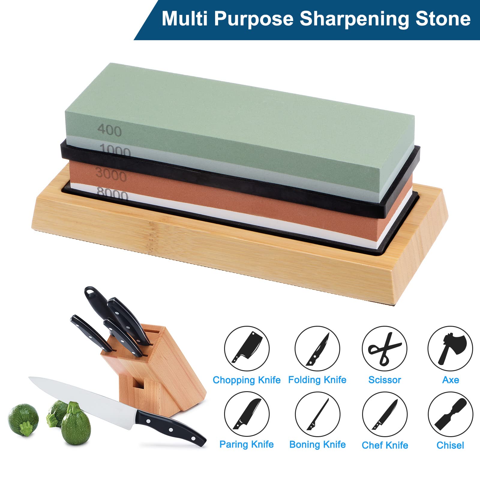 Комплект камъни за заточване, WALALLA, Грит 400/1000 / 3000/8000 ...