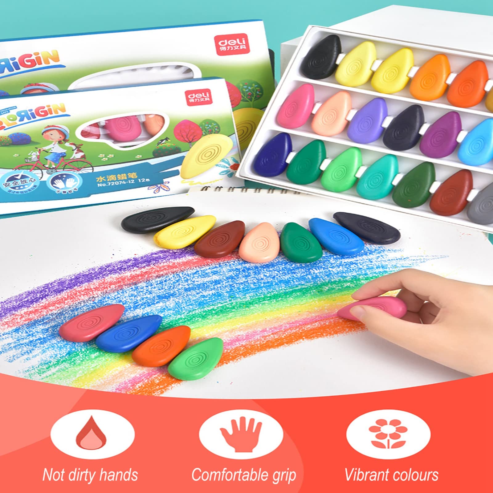 Set de creioane pentru copii mici, WALALLA, 24 culori, 3 ani+ ...