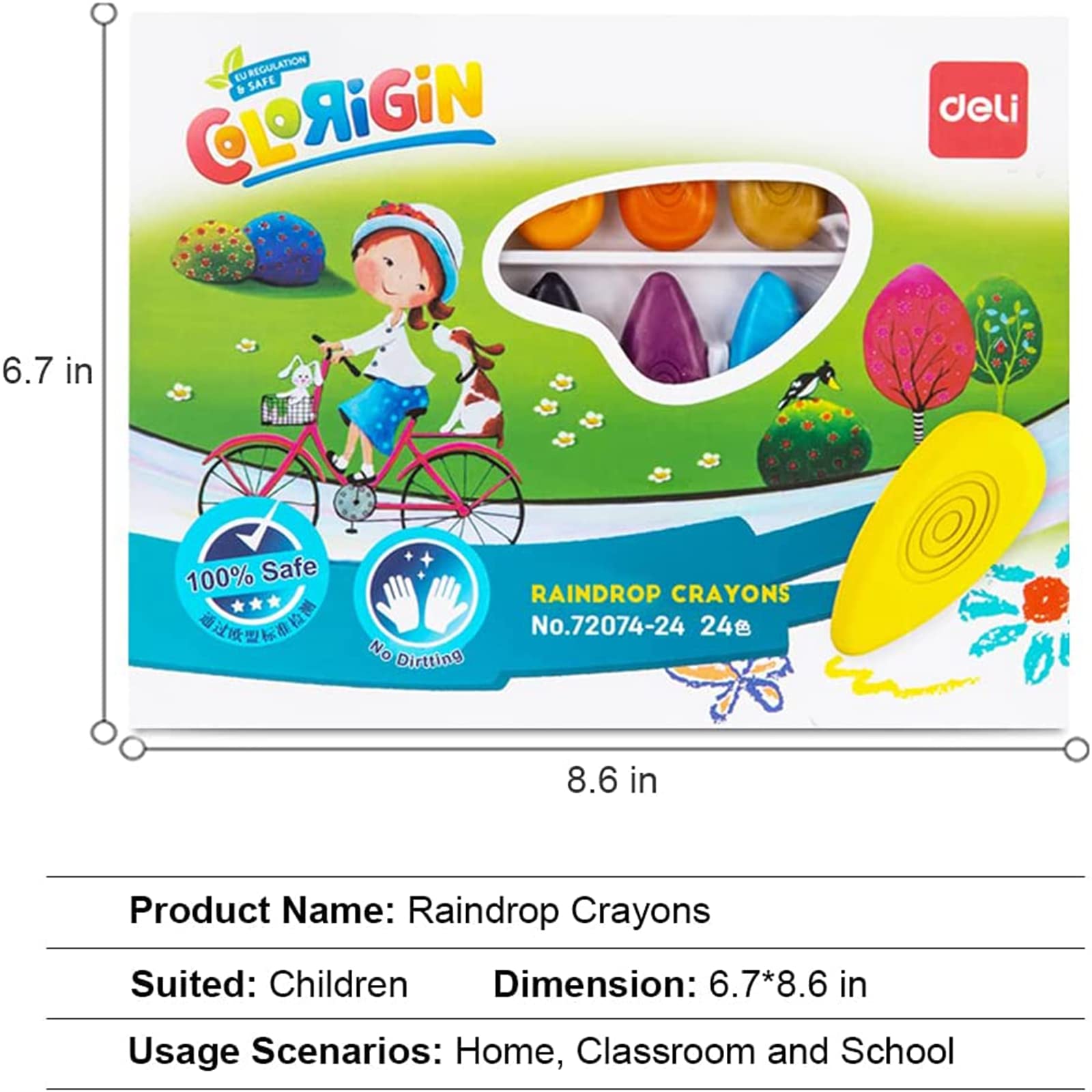 Set de creioane pentru copii mici, WALALLA, 24 culori, 3 ani+ ...