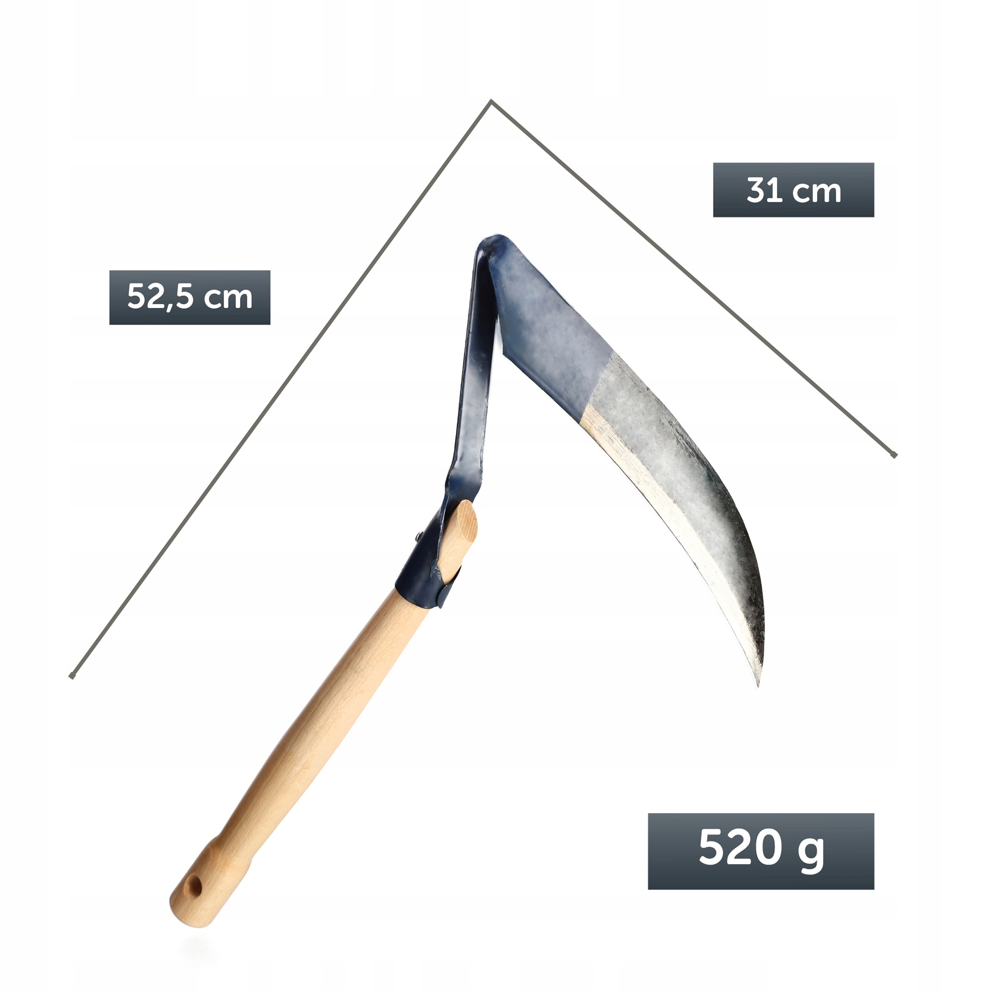 Coasa manuala, Kadax, Metal/Lemn, 50cm, Albastru/Maro - eMAG.ro