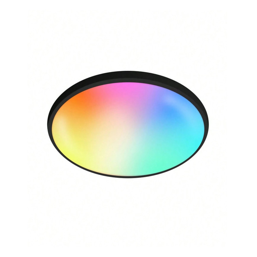 Plafoniera LED 27 cm, rotunda, cu marginea neagra, culori RGB, 6000k ...