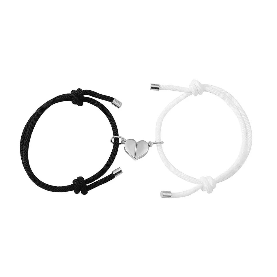 Set 2 bratari cuplu, NEVERMORE, cu magnet, inima, unisex, Reglabil ...