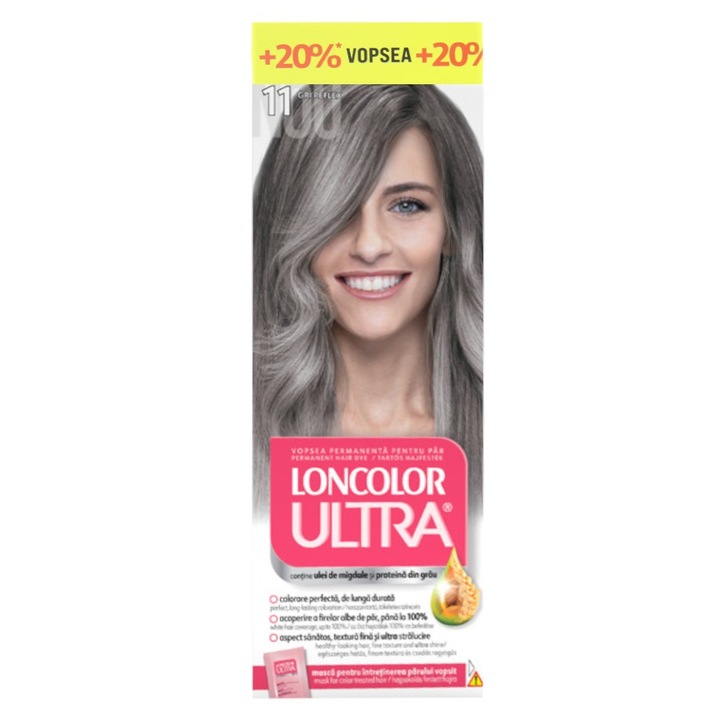 Set 4 x Vopsea de Par Permanenta Loncolor Ultra 11 Gri Reflex, 110 ml ...