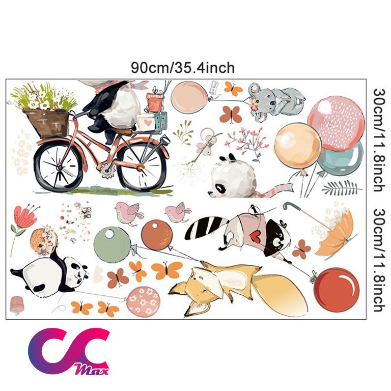 Sticker Decorativ Autoadeziv CCmax, Ursulet pe Bicicleta si Animale ...