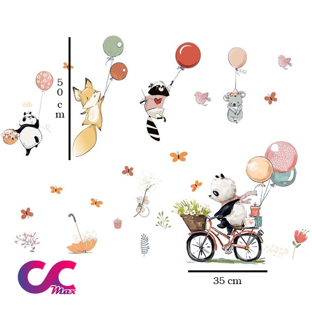 Sticker Decorativ Autoadeziv CCmax, Ursulet pe Bicicleta si Animale ...