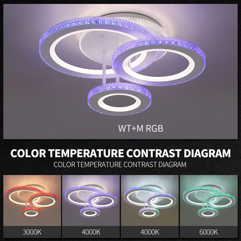 Lustra LED RGB Digital cu telecomanda, intensitate reglabila, Cald ...