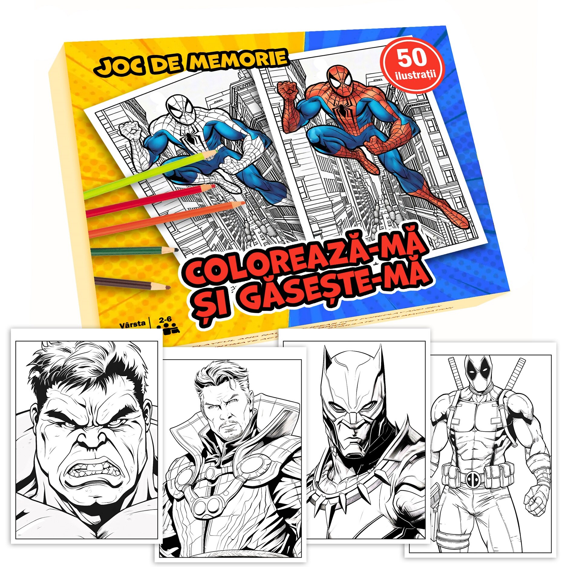 Joc pentru copii 2 in 1 de memorie si desen, Coloreaza-ma si gaseste-ma ...