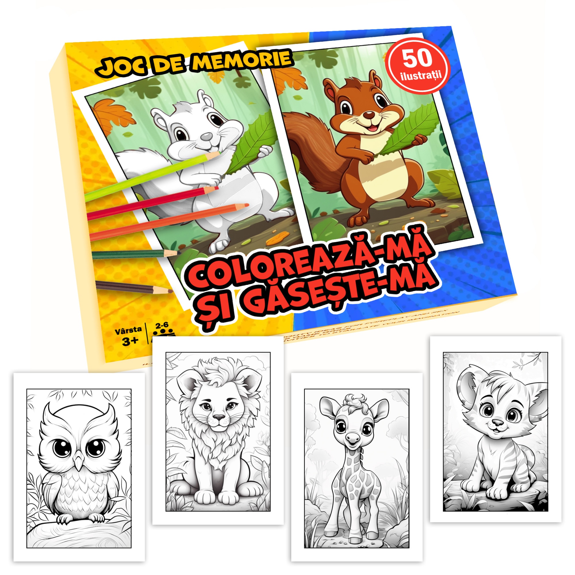 Joc pentru copii 2 in 1 de memorie si desen, Coloreaza-ma si gaseste-ma ...