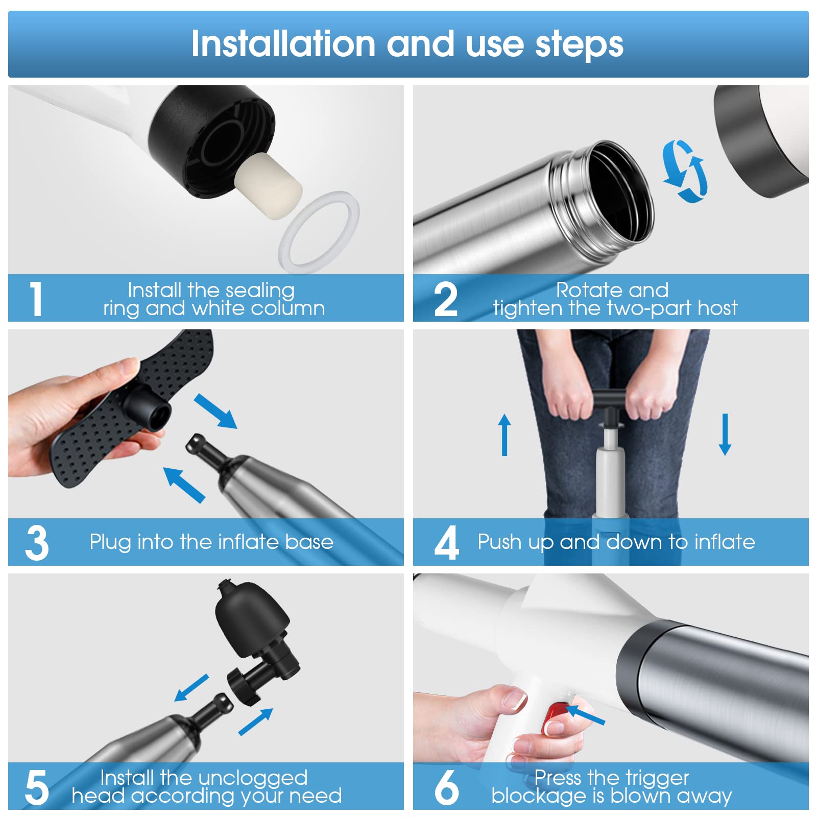 Piston pentru toaleta, kit de aerisire de inalta presiune, pentru ...