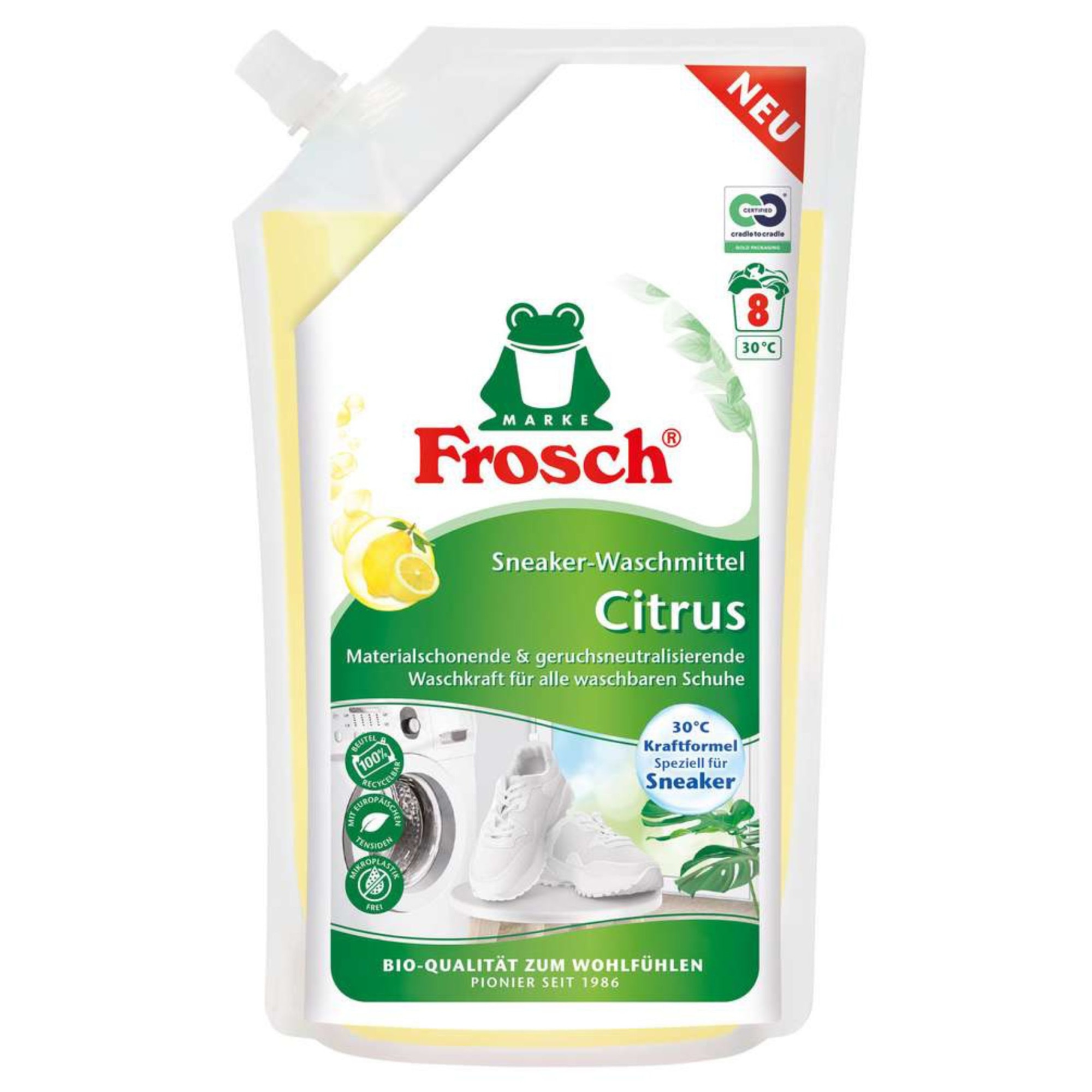 Специален течен препарат за спортни обувки, Frosch, Citrus, 480 ml, 8 ...