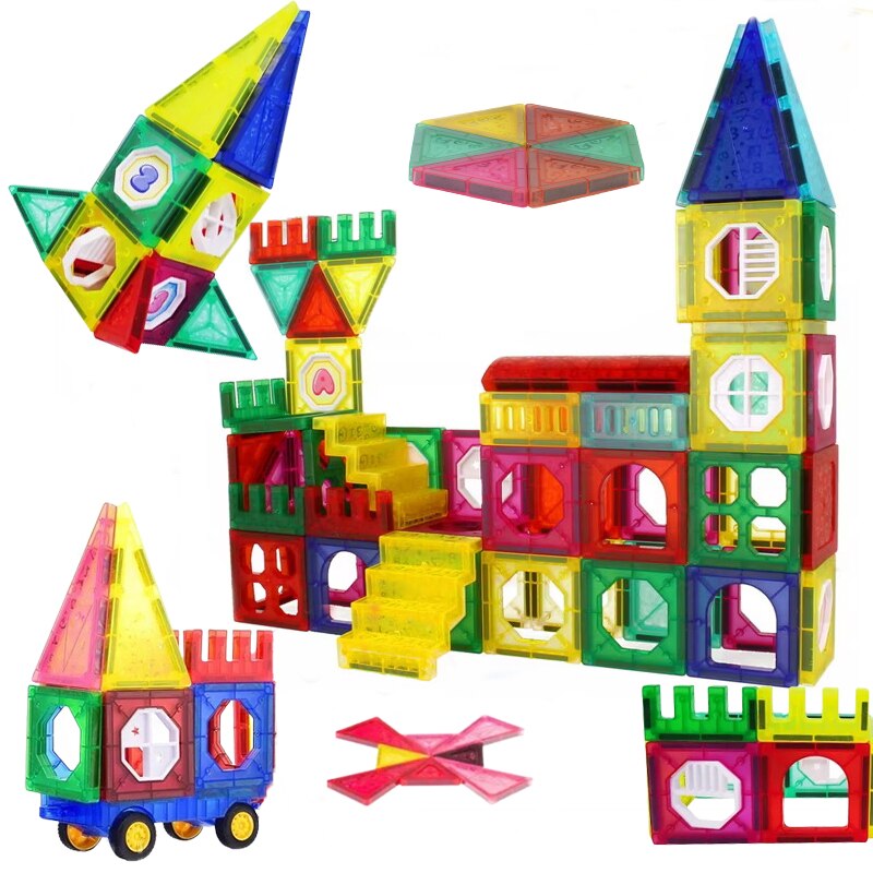 Конструктор с магнитни части, 110 елемента, магнитни блокове, Creative ...