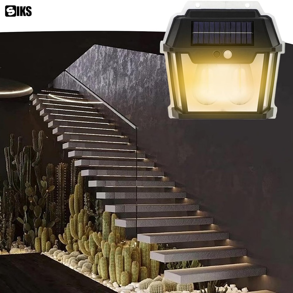 Lampa Solara de Perete SIKS Cu 2 Becuri LED, Pentru Exterior, Cu Senzor ...