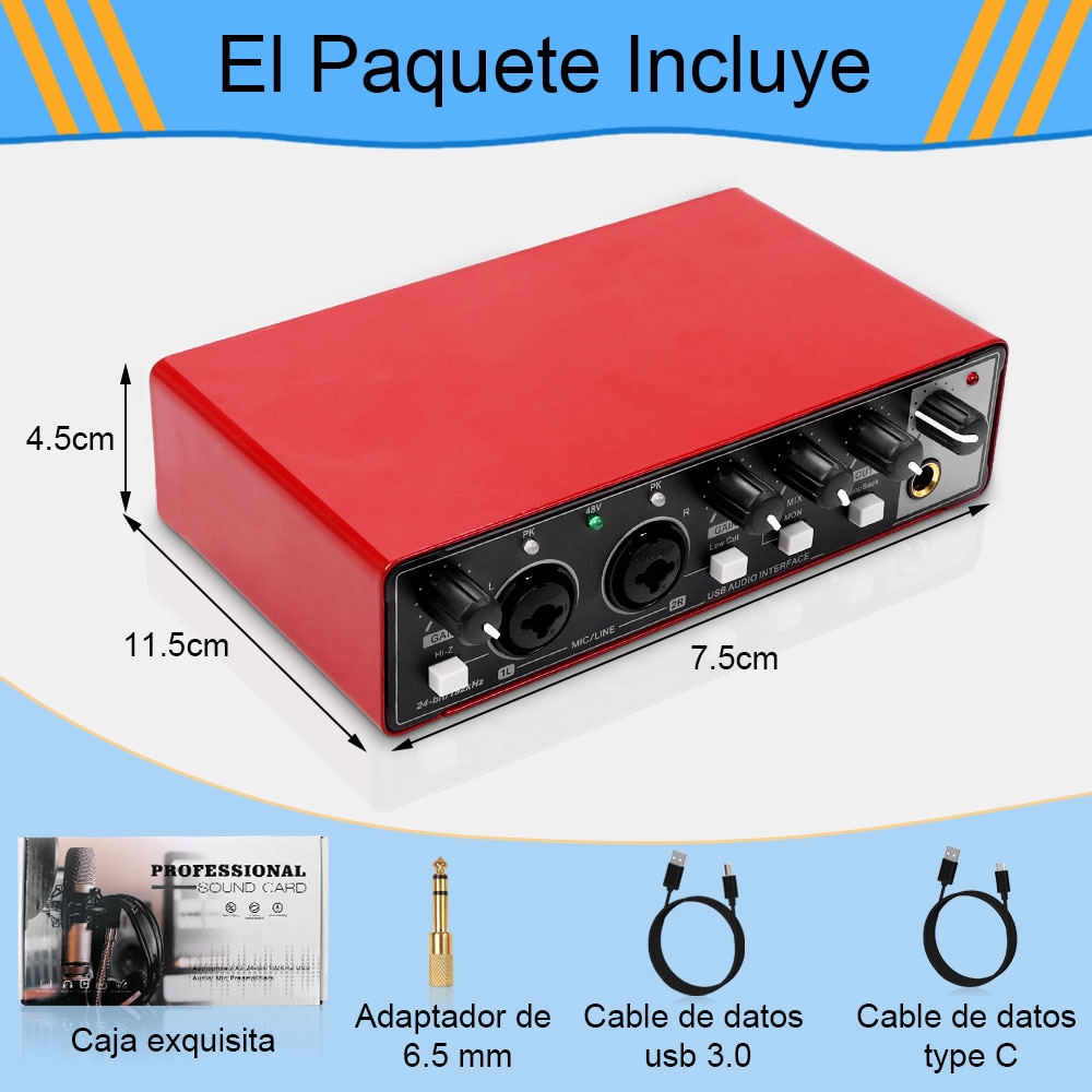 Interfata Audio USB Profesionala, Placa de Sunet, 24 bit 192kHz, Studio ...