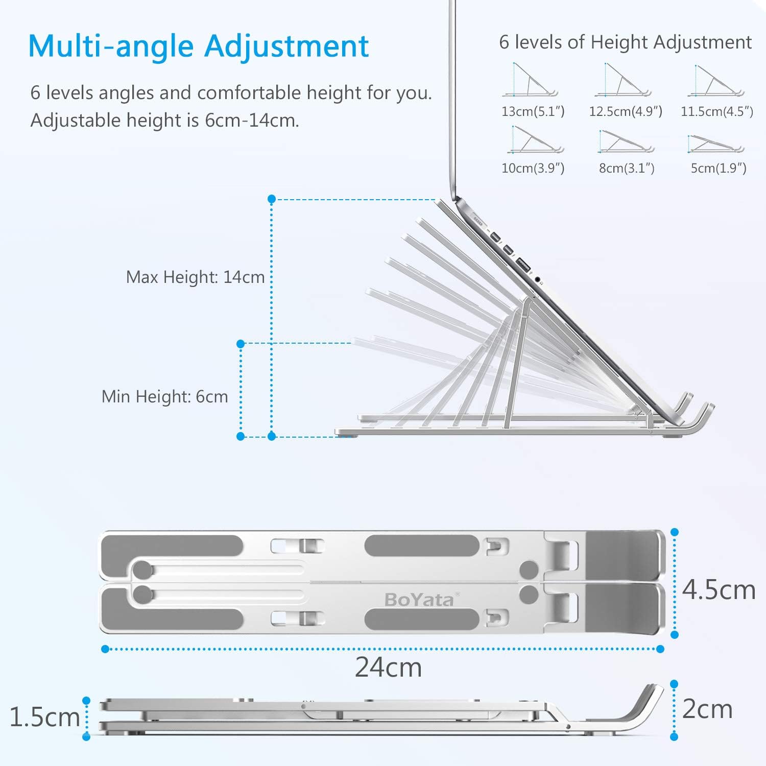 Suport pentru laptop si tableta 12-18" JENUOS®, Stand Reglabil Pe 6 ...