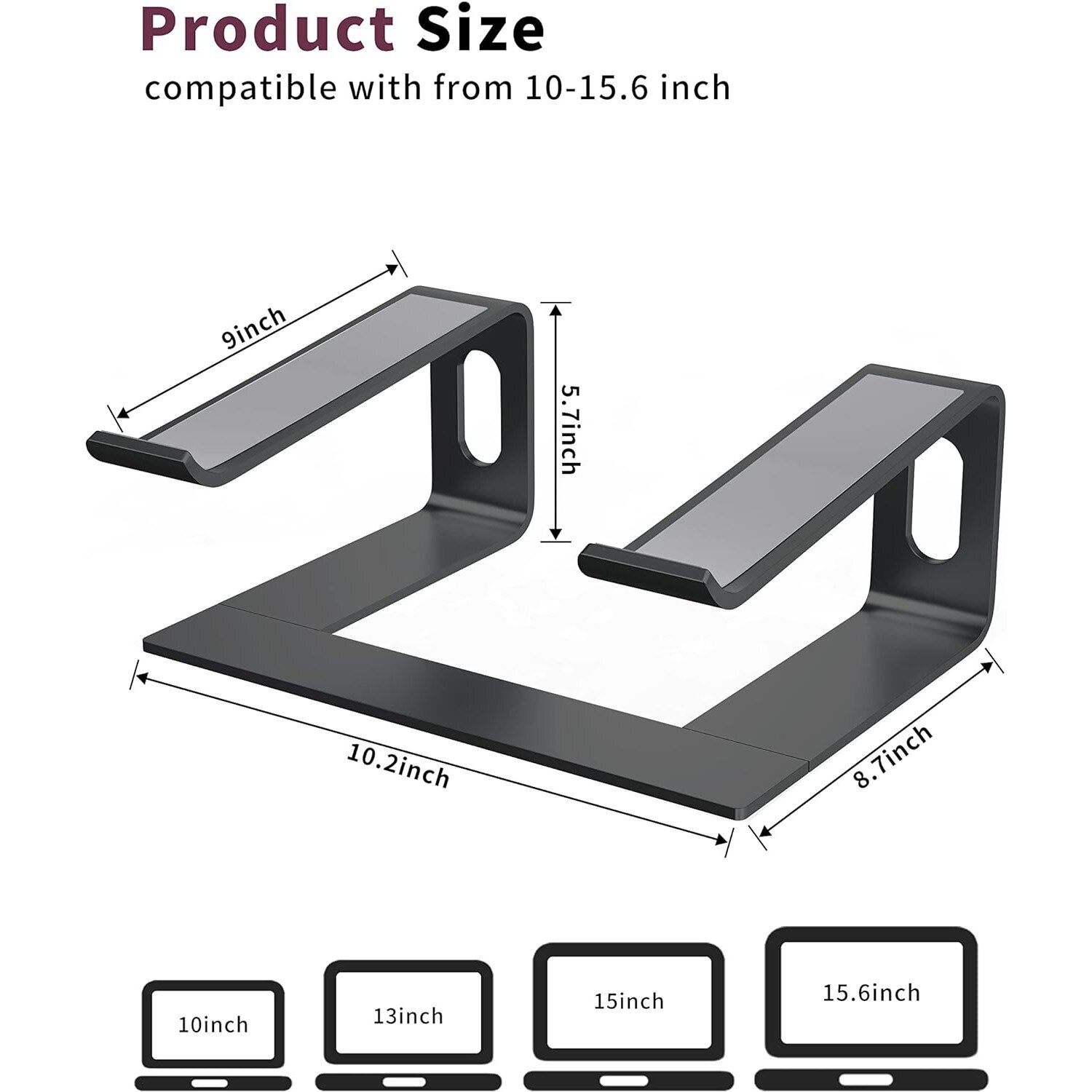 Stand metalic pentru laptop, ALASHI, compatibil cu laptopuri intre 10 ...
