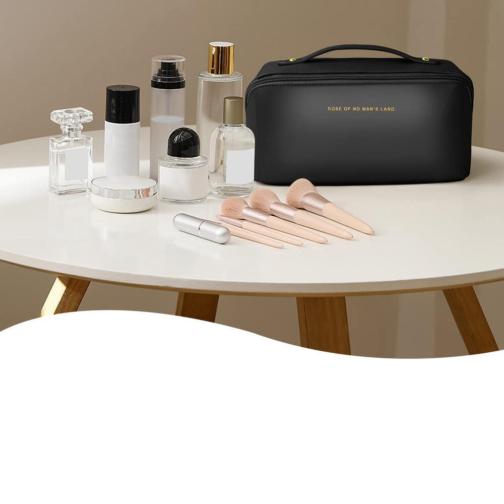 Geanta cosmetice si parfumuri, cu maner, ideal geanta bagaj, Negru ...