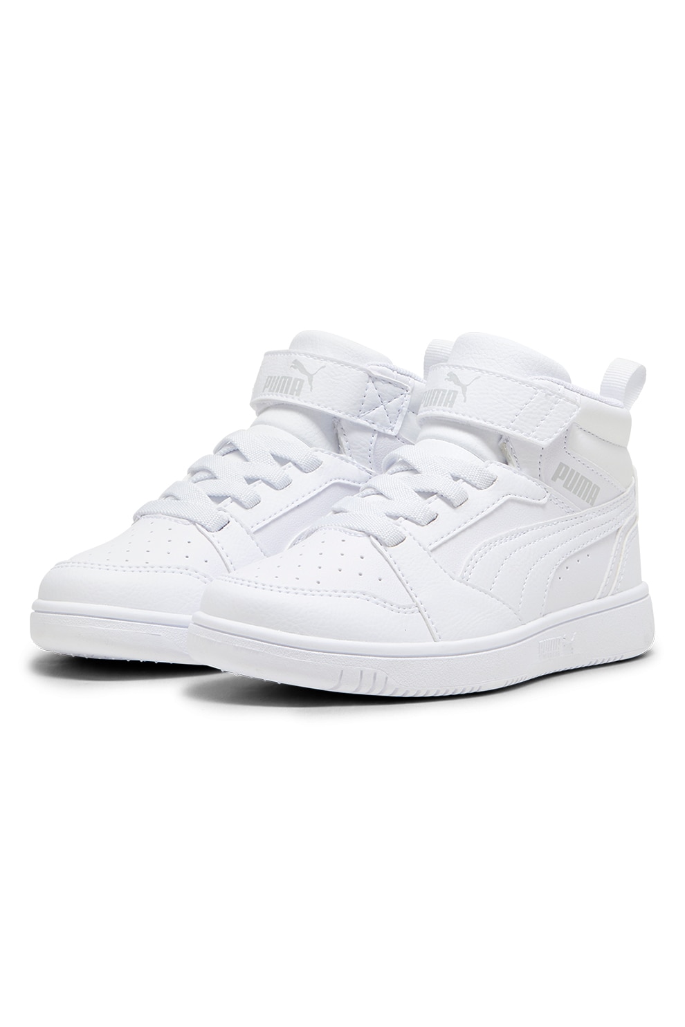 Puma, Pantofi sport mid-cut cu velcro Rebound V6, Alb optic, 34.5 EU ...