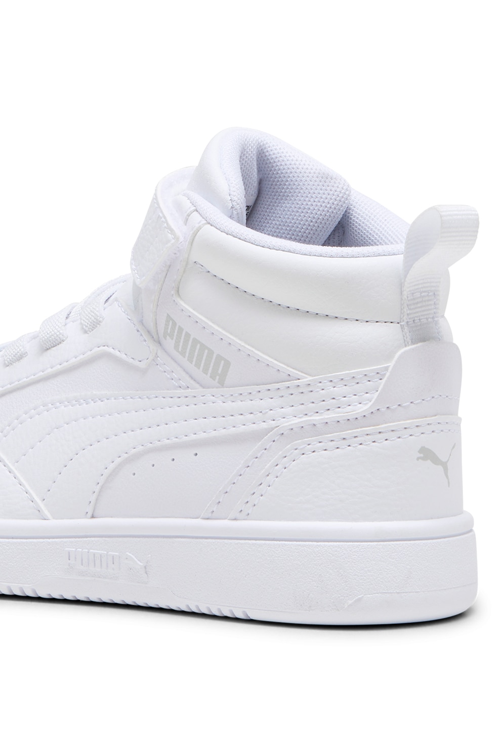 Puma, Pantofi sport mid-cut cu velcro Rebound V6, Alb optic, 34.5 EU ...