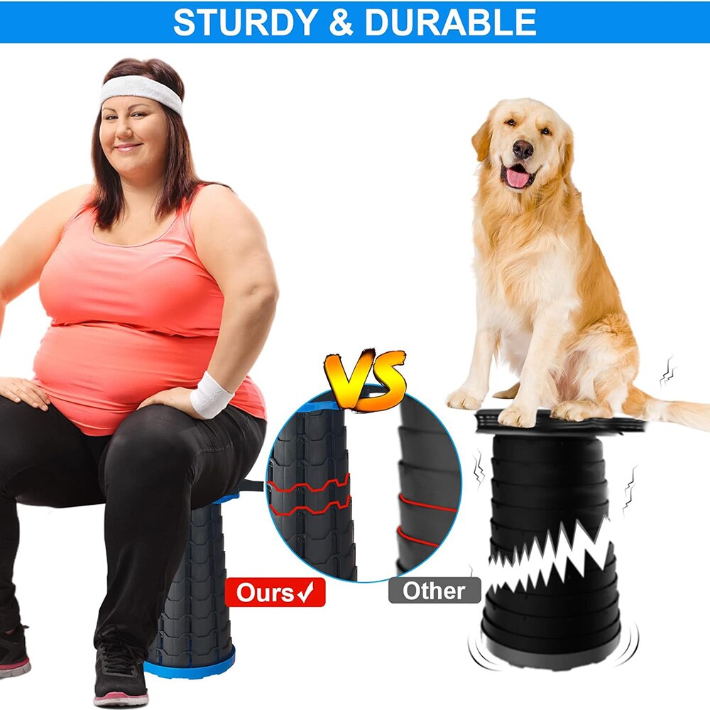 Scaun telescopic pliabil, Plastic, Yefound®, 150 kg, Albastru - eMAG.ro