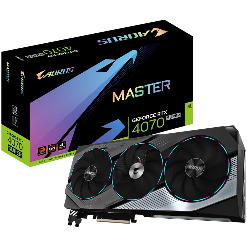 Placa Video GIGABYTE GeForce® RTX™ 4070 SUPER AORUS MASTER, 12GB GDDR6X ...
