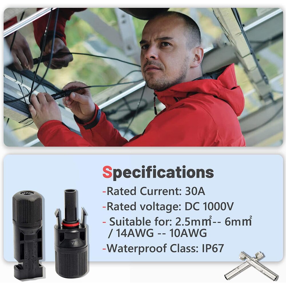 Set conectori panou solar, Yefound®, Cu 2 cheia, Mama/tata, conector MC4, Negru - eMAG.ro