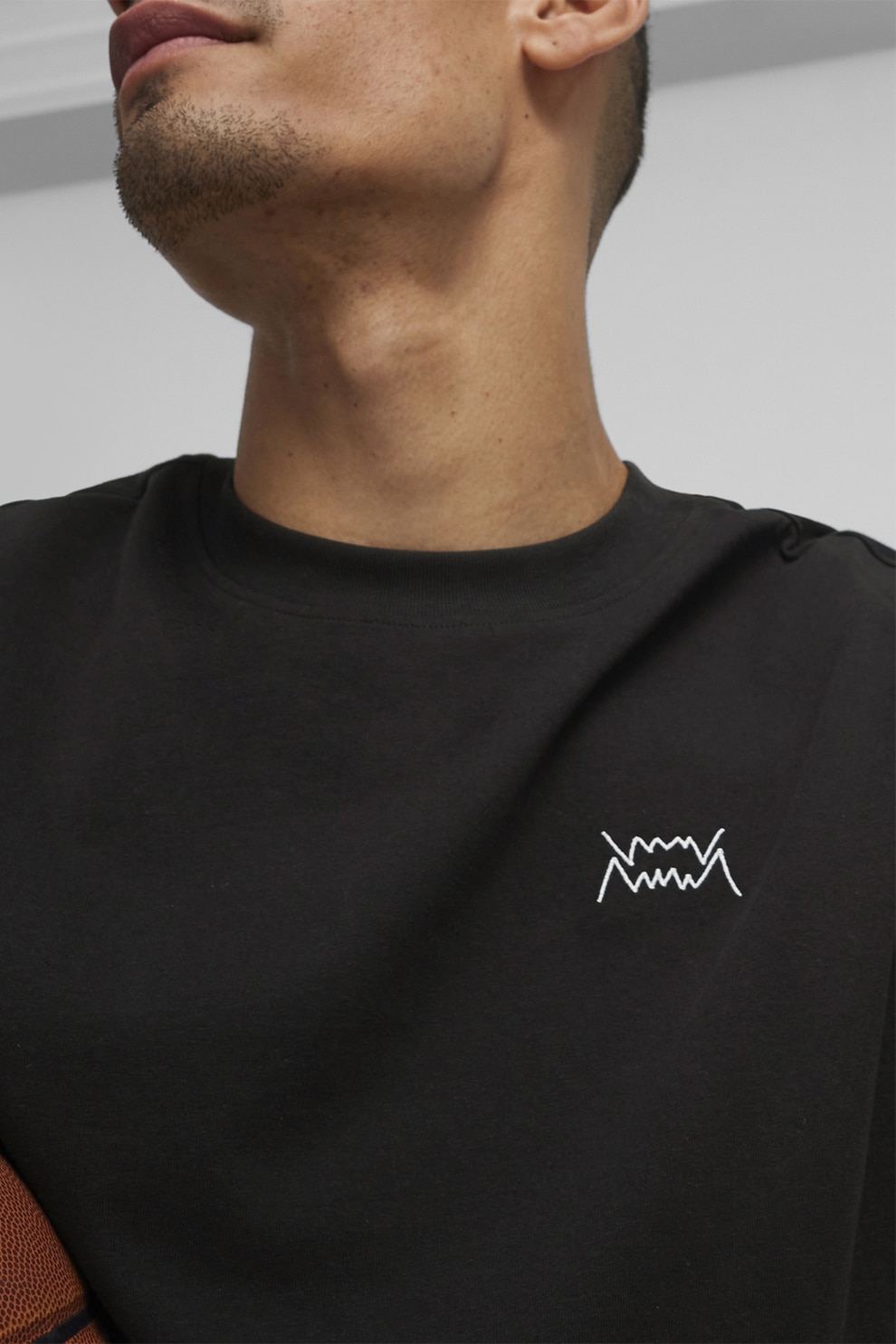 Puma, Памучна тениска Jaws EMB Core, Черен, M - eMAG.bg