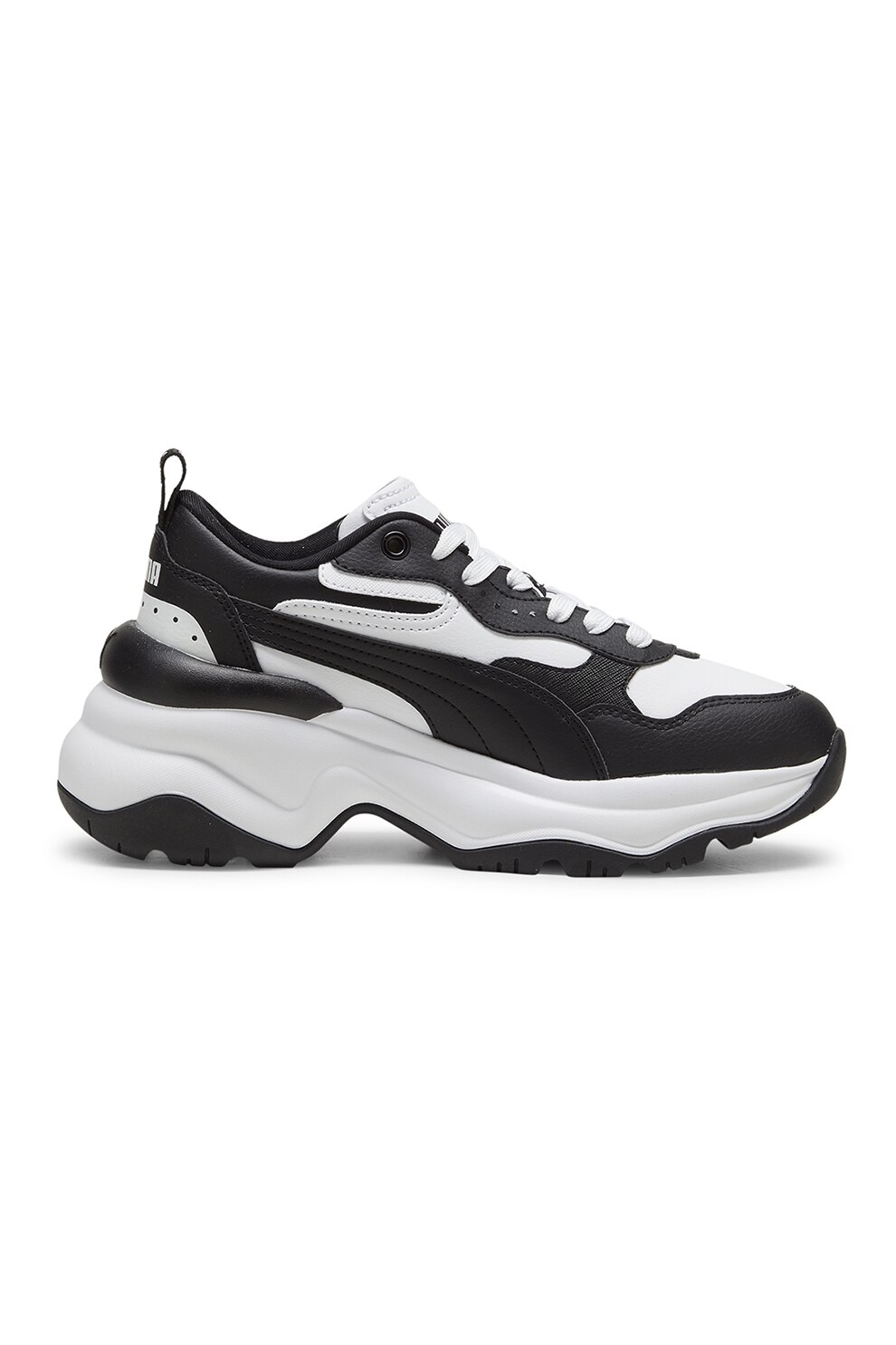 Puma, Pantofi sport demi-wedge Cilia, Alb, Negru stins, 3 - eMAG.ro
