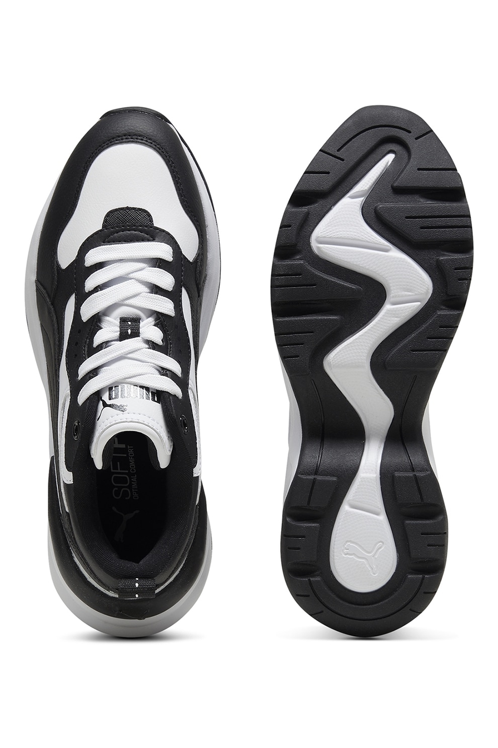 Puma, Pantofi sport demi-wedge Cilia, Alb, Negru stins, 3 - eMAG.ro