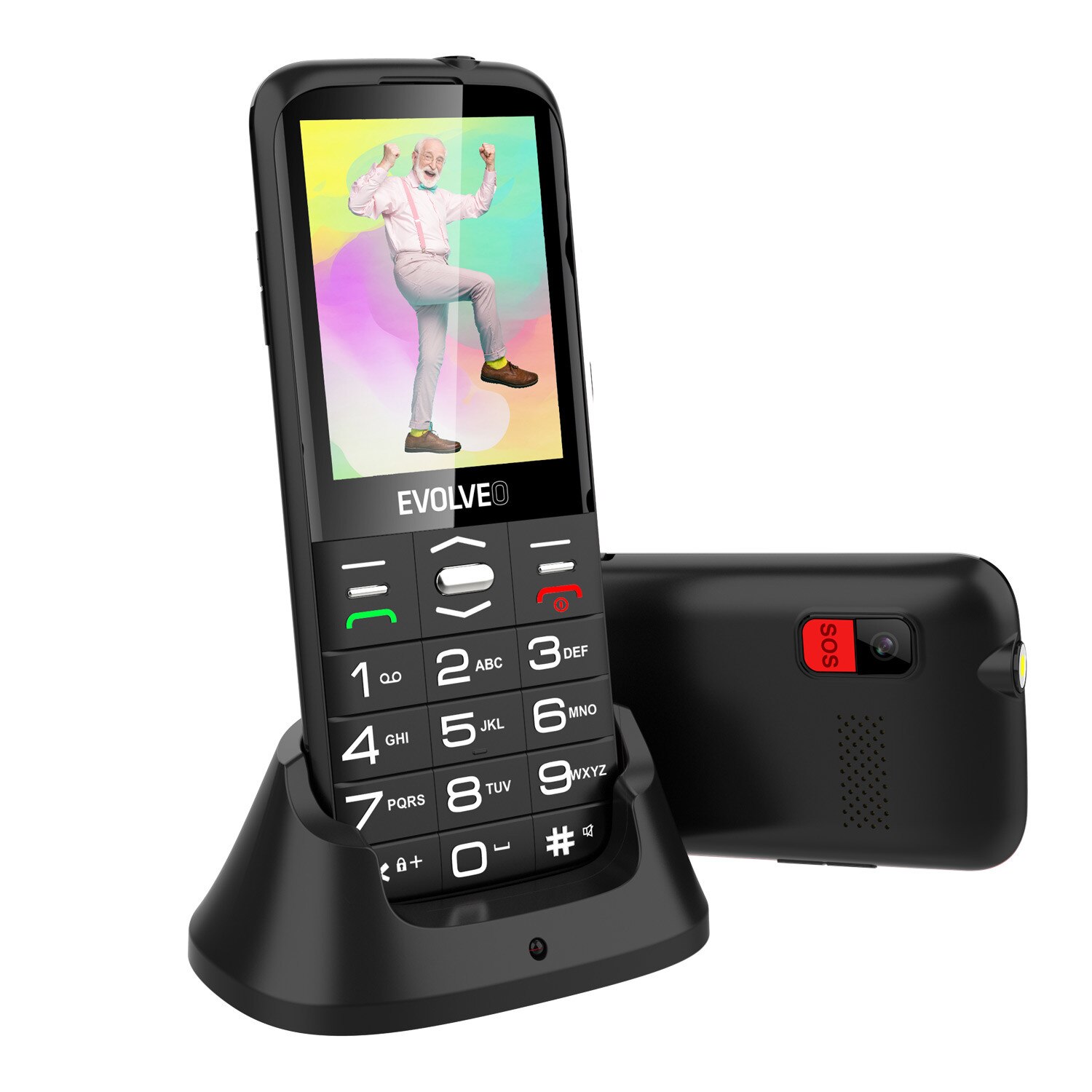 Telefon mobil pentru seniori cu suport de incarcare, EVOLVEO EasyPhone ...