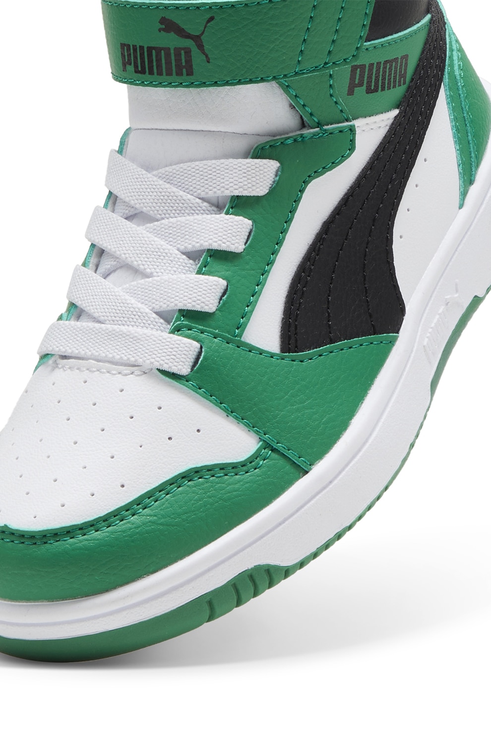 Puma, Pantofi sport mid-cut cu velcro Rebound V6, Verde, Alb, 29 EU ...