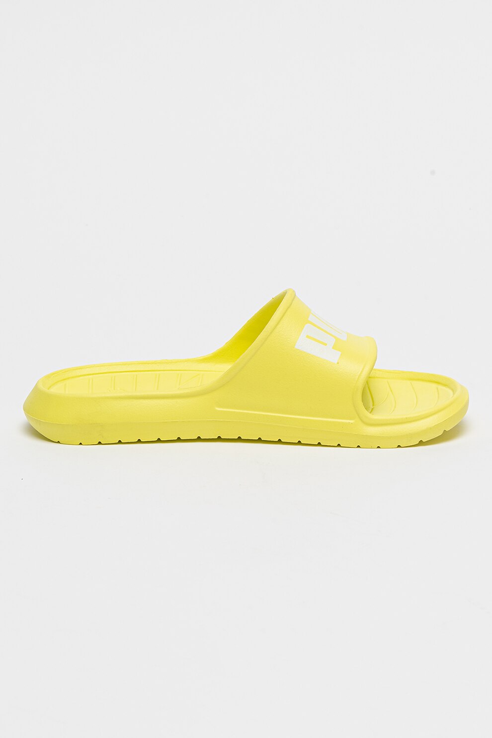 Puma, Papuci cu imprimeu logo Divecat v2 Lite, Alb, Verde lime, 4 - eMAG.ro