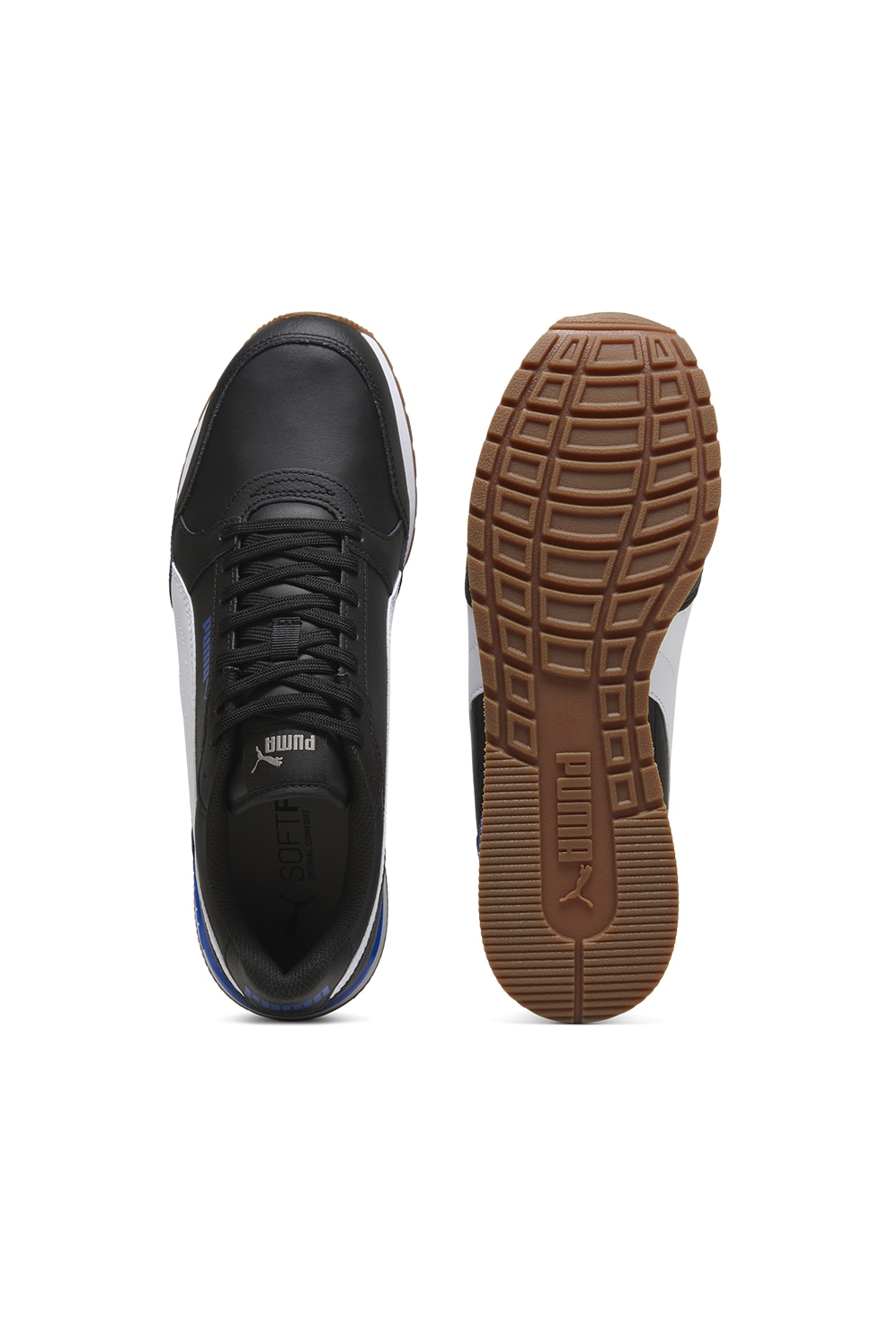 Puma, Pantofi sport cu garnituri de piele ST Runner v3, Negru, Alb, 8.5 ...