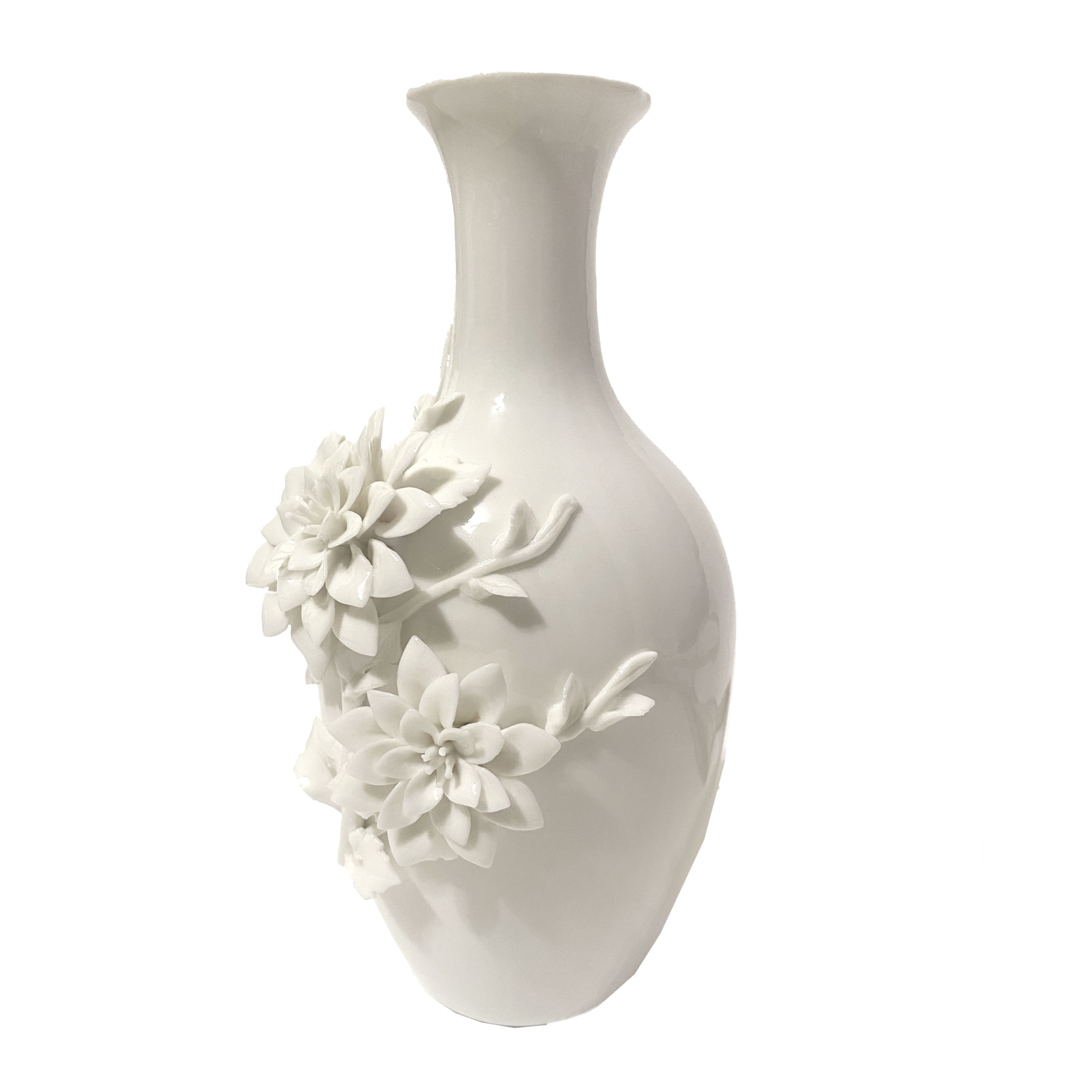 Vaza portelan, model 3D floare, alb - eMAG.ro