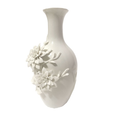 Vaza portelan, model 3D floare, alb - eMAG.ro