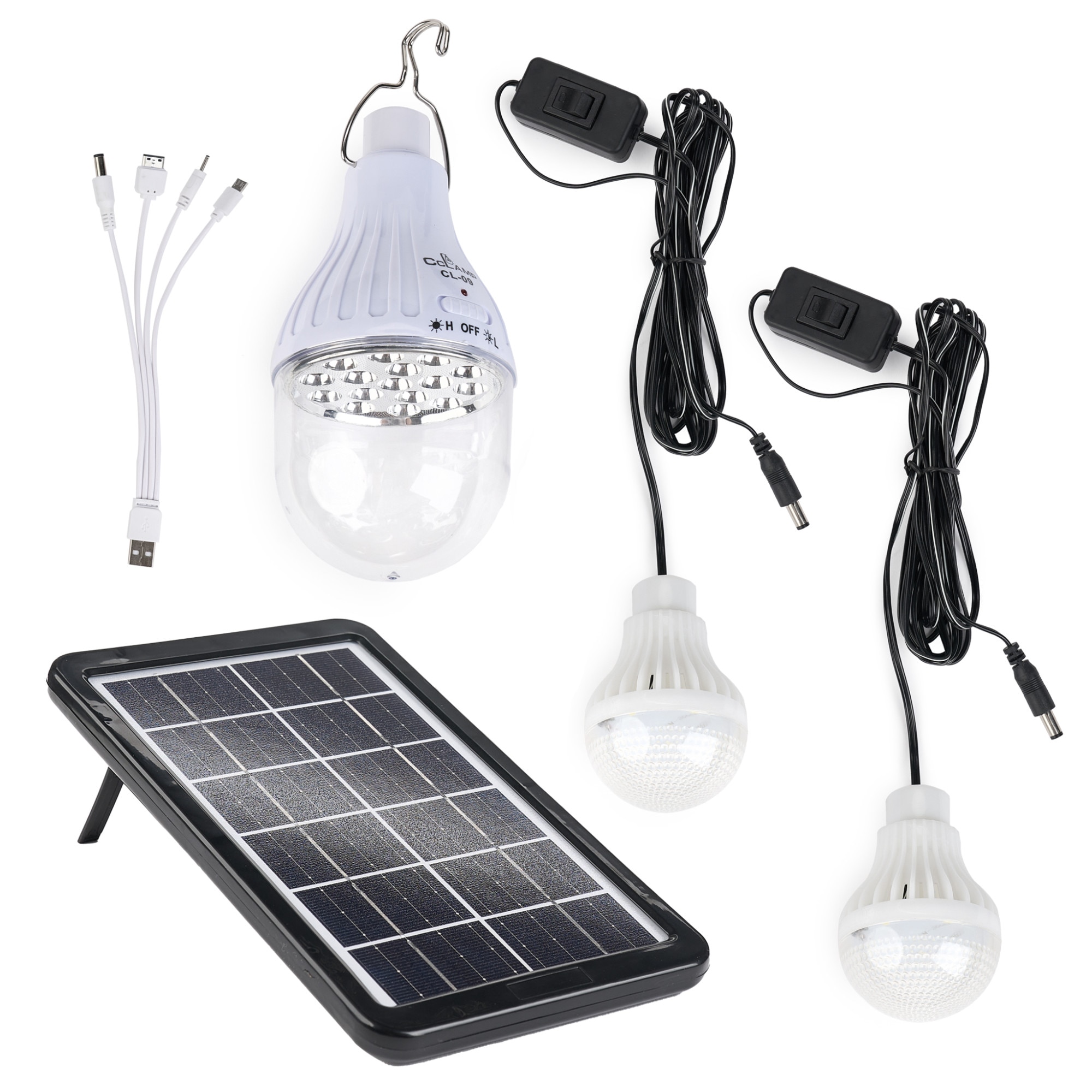 Sistem solar, 3 Becuri Led cu panou solar portabil - eMAG.ro