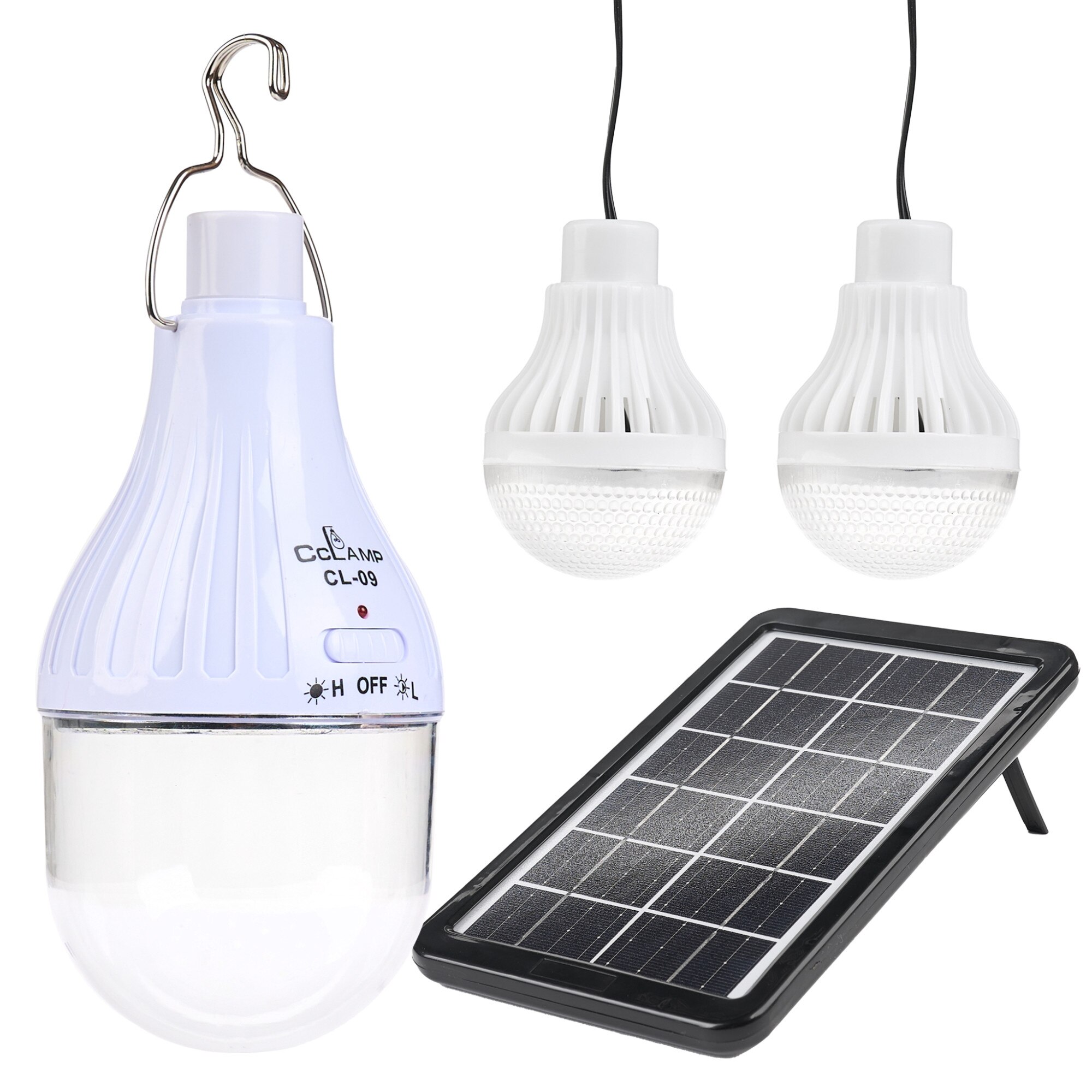 Sistem solar, 3 Becuri Led cu panou solar portabil - eMAG.ro