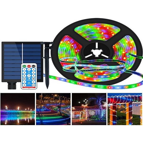 Banda solara cu 280 leduri 5 m, 8 moduri si schimbare de culoare cu ...