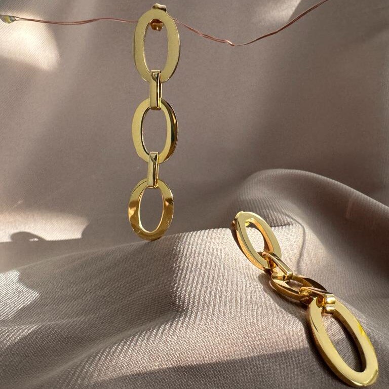 Cercei moderni Glint, inox placat cu aur 18k - eMAG.ro