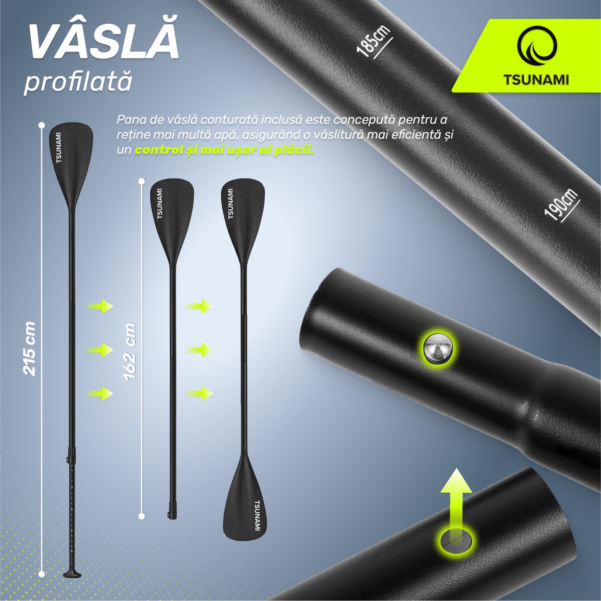 Stand Up PaddleBoard TSUNAMI T06, SUP, vasla atasata pentru inot, 320 ...