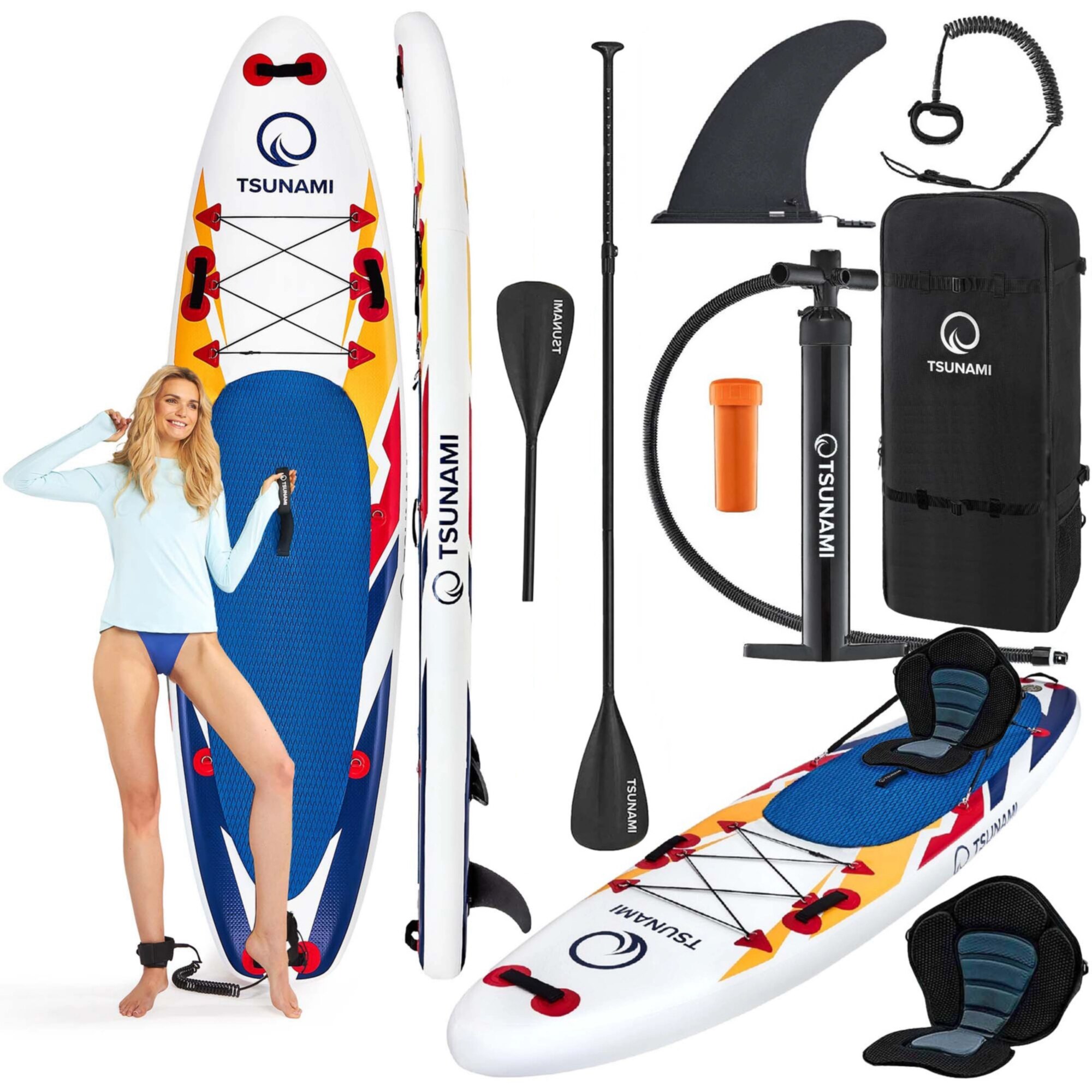 Stand Up PaddleBoard TSUNAMI T06, SUP, vasla atasata pentru inot, 320 ...