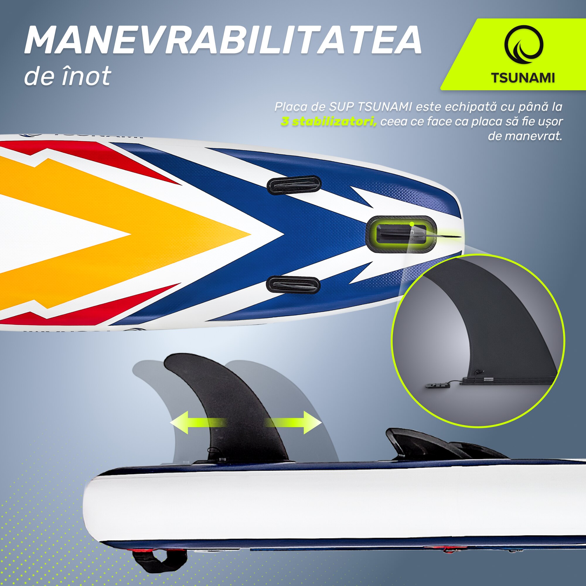 Stand Up PaddleBoard TSUNAMI T06, SUP, vasla atasata pentru inot, 320 ...