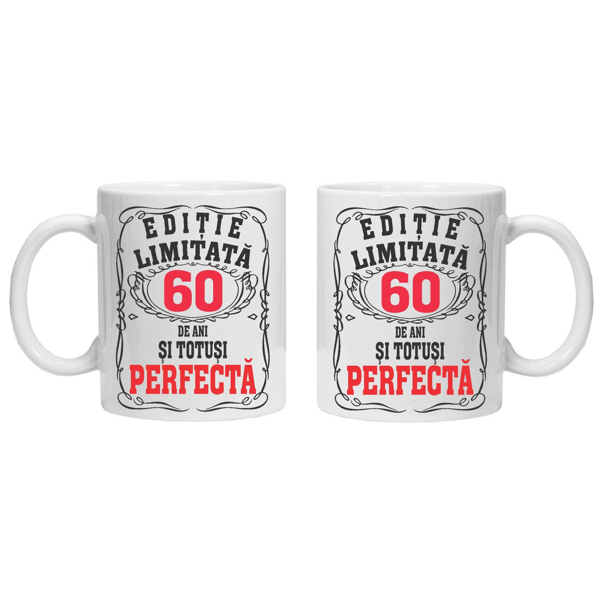Cana personalizata cu textul "editie limitata - perfecta", 60 ani, CRD PRINT, 330ml, alba - eMAG.ro