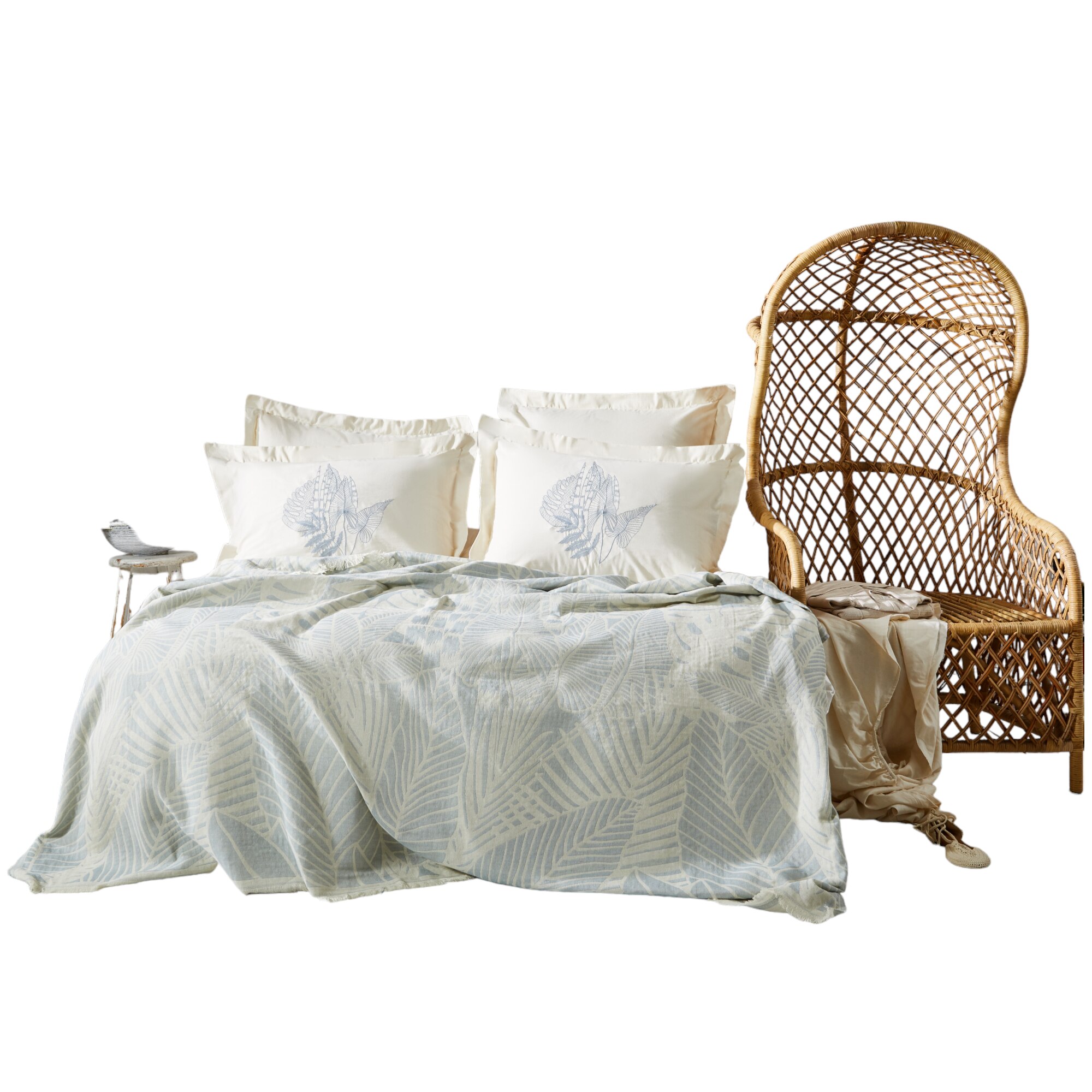 Set lenjerie 6 piese-pat dublu cu pled, 160x200 cm, Apricitas Home ...