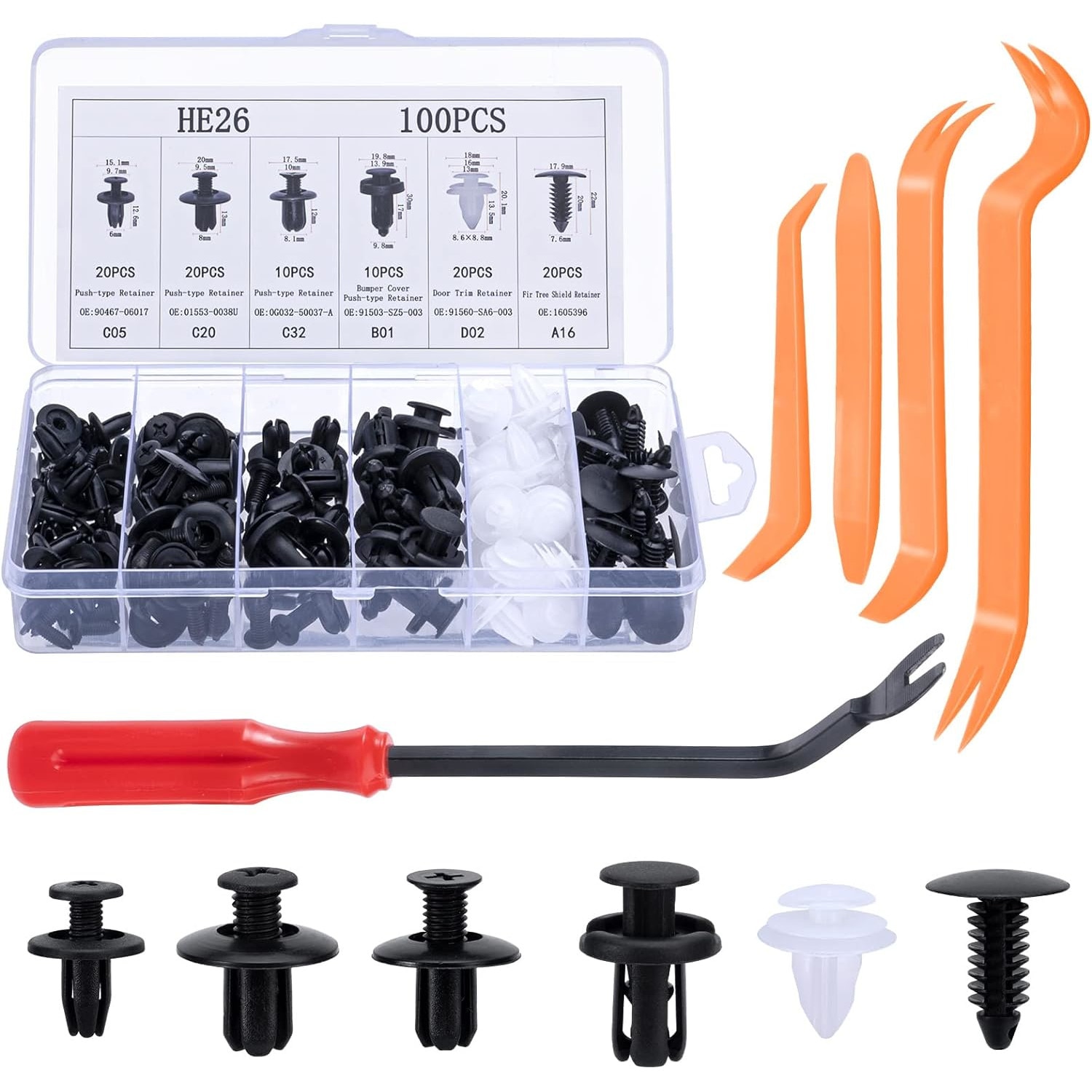 Set cleme - clipsuri reconditionare auto, 105 piese, 6 dimensiuni ...