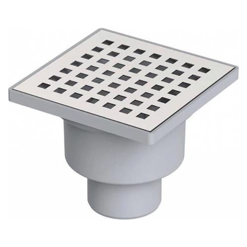 Sifon din plastic pentru pardoseala, cu iesire jos, gri, 100 x 100 mm ...